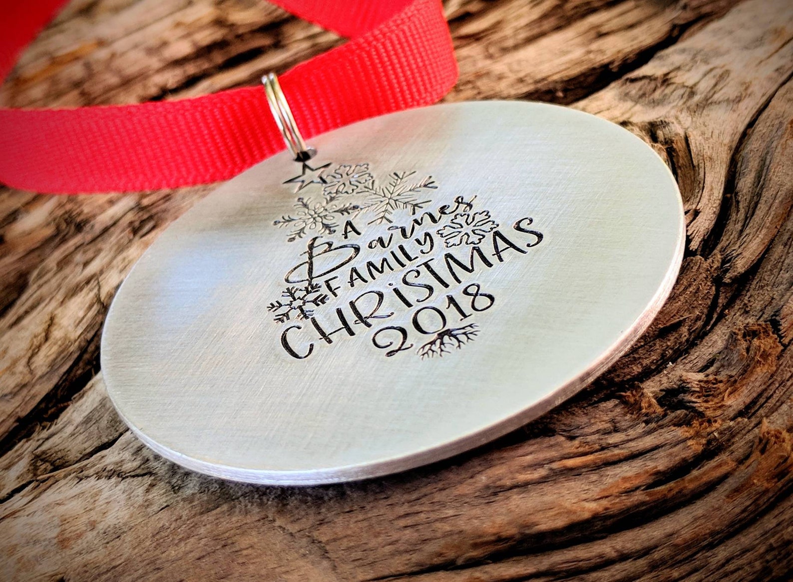 Personalized Christmas Tree Ornament. Hand Stamped Family Tree - Etsy