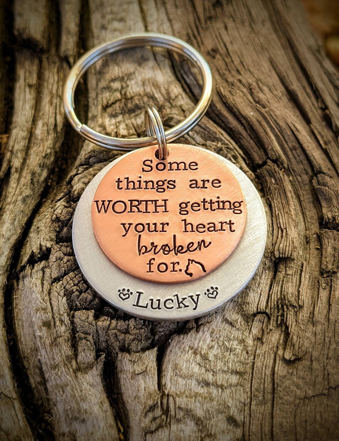 Personalized Hand Stamped Cat Memorial Keychain. Gift for Loss of Kitty ...