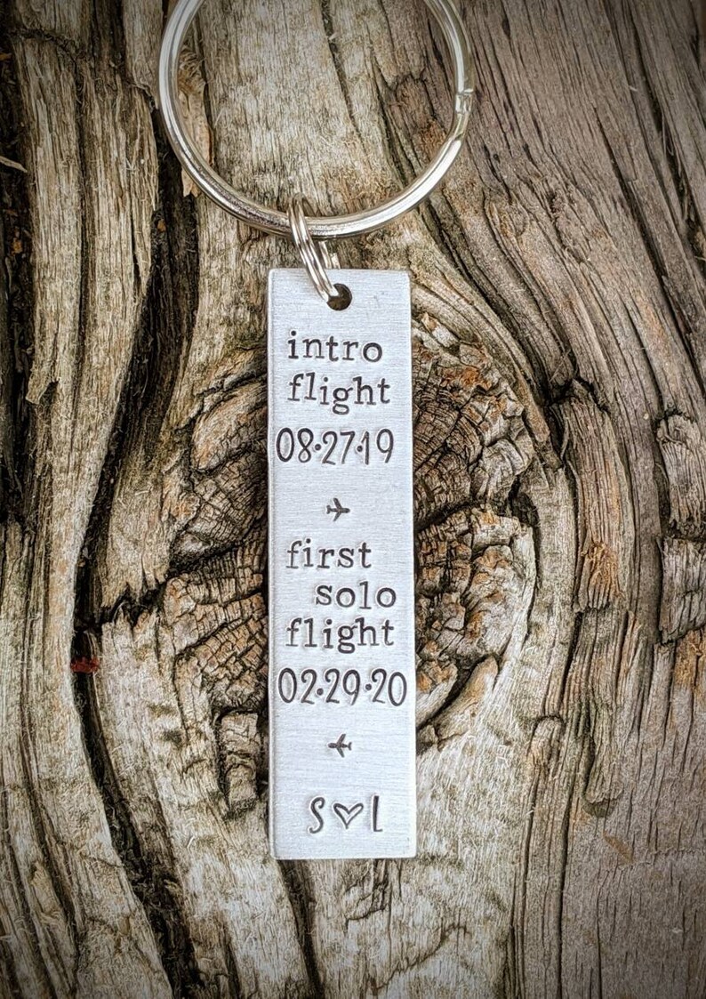 Personalized Hand Stamped Pilot Keychain. Pilots Gifts. Flight - Etsy