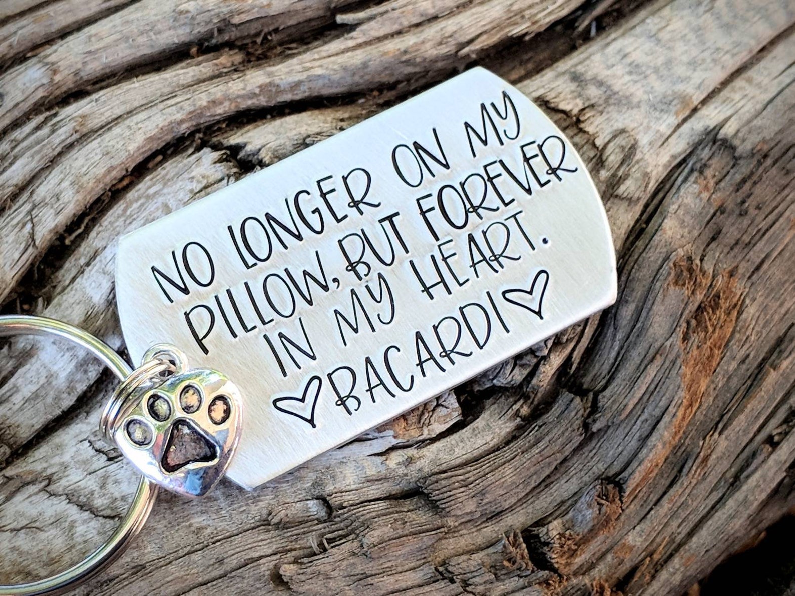 Personalized Hand Stamped Cat Memorial Keychain. Loss of Pet | Etsy