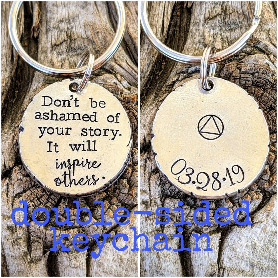 Personalized Sobriety Keychain. Recovery Anniversary Gift. AA ...