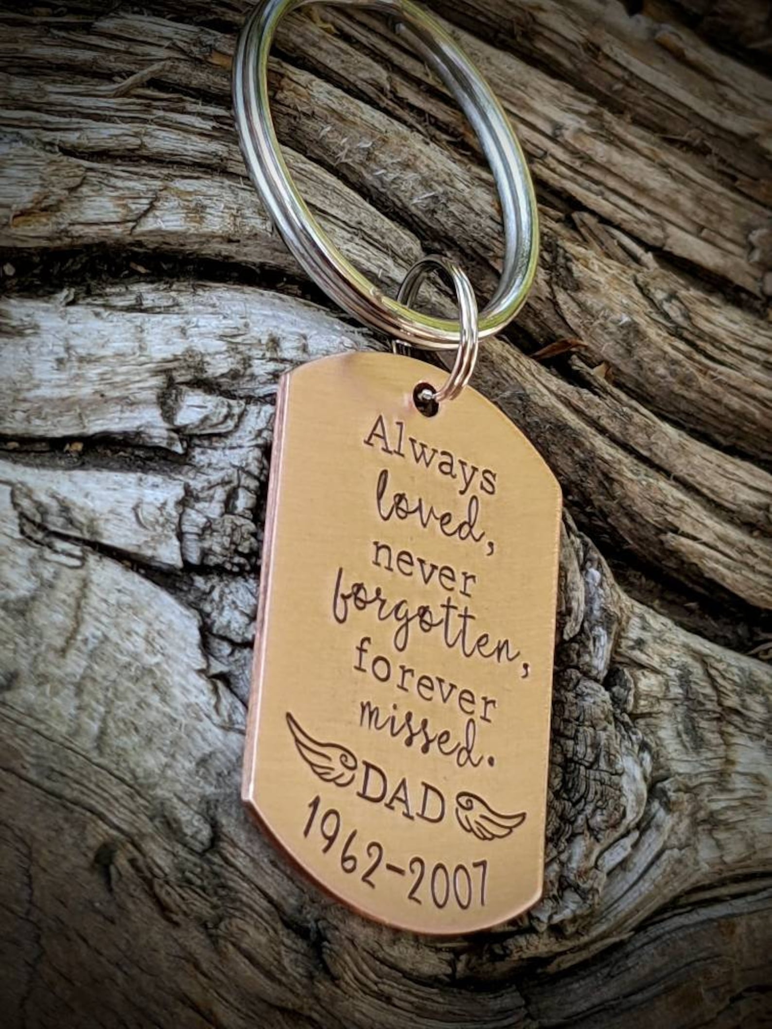 Personalized Hand Stamped Dad Memorial Keychain. in Memory of | Etsy