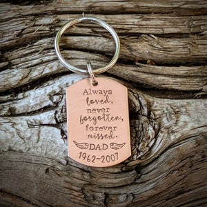 Personalized Hand Stamped Dad Memorial Keychain. in Memory of Father ...