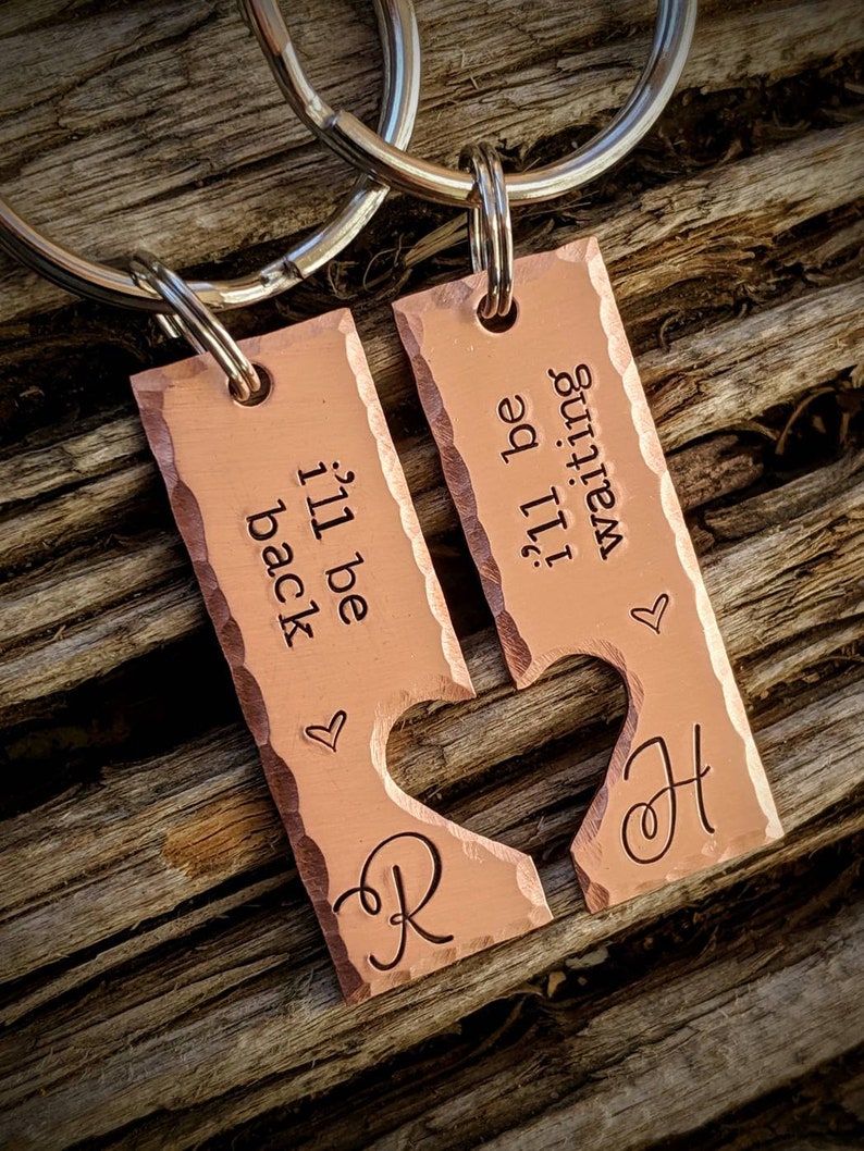Personalized Hand Stamped Couples Keychain SET. Custom - Etsy