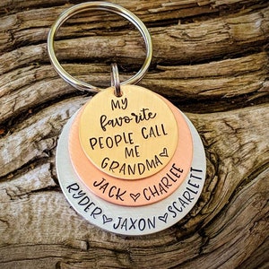 Personalized Grandma Keychain. Hand Stamped Grandmother Gift. Gift for ...