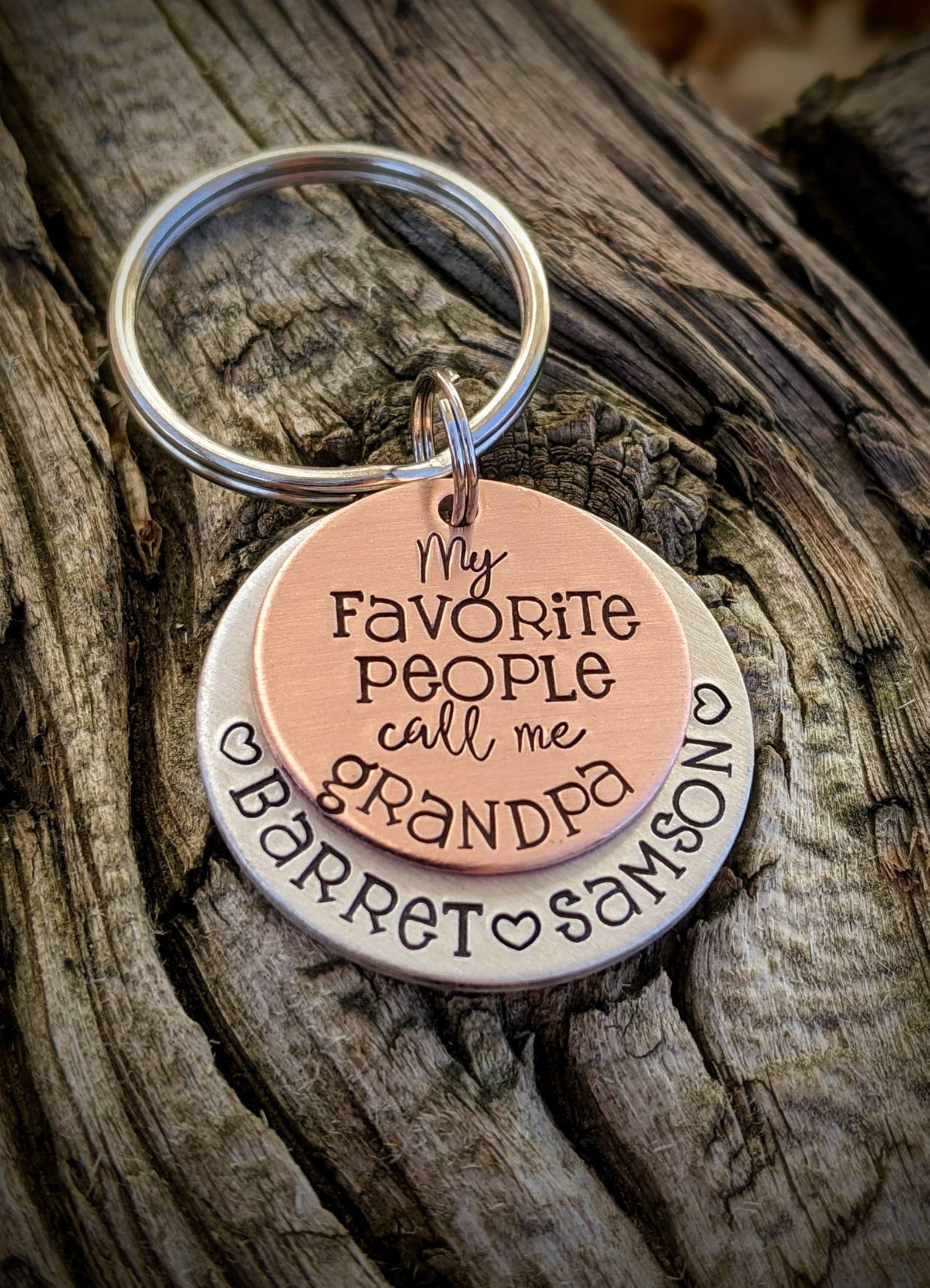 Personalized Hand Stamped Grandpa Keychain. Custom Grandfather - Etsy