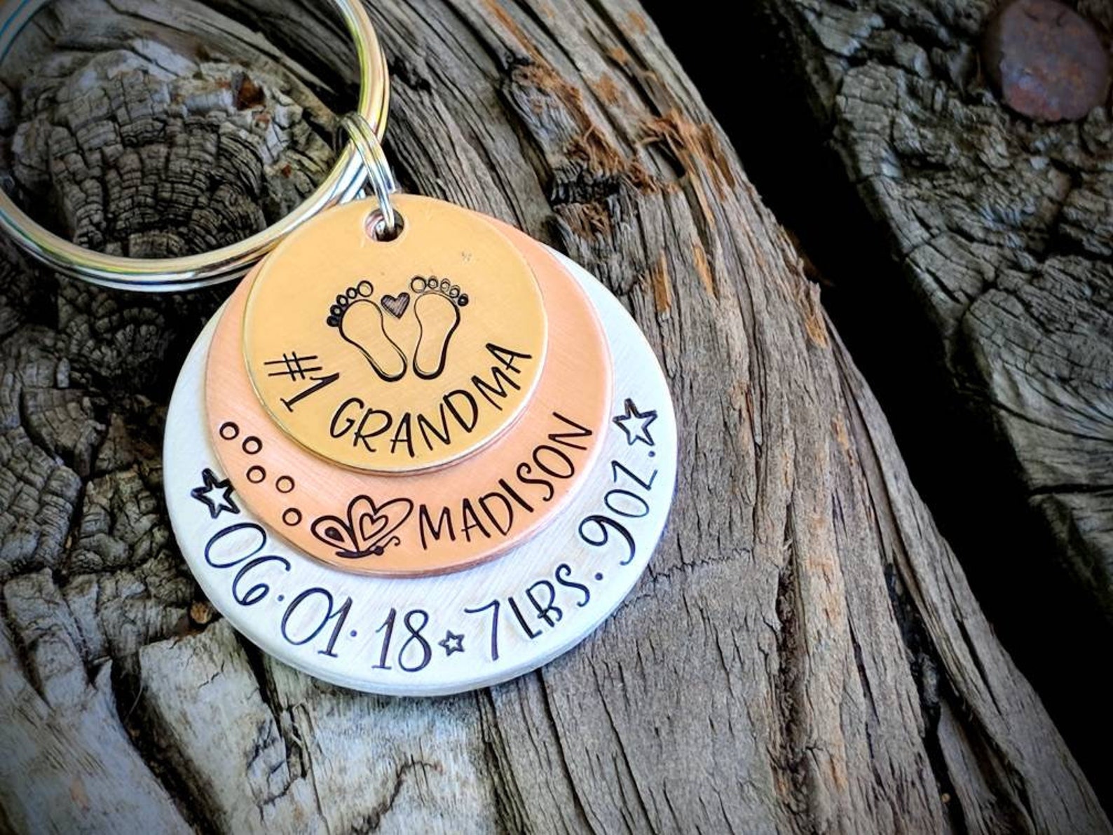 Personalized Hand Stamped Grandma Keychain. New Grandmother | Etsy