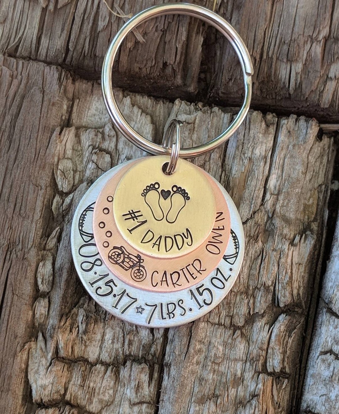 Personalized #1 Daddy Keychain. Baby Stats Keychain. Dad of Boys Gift ...