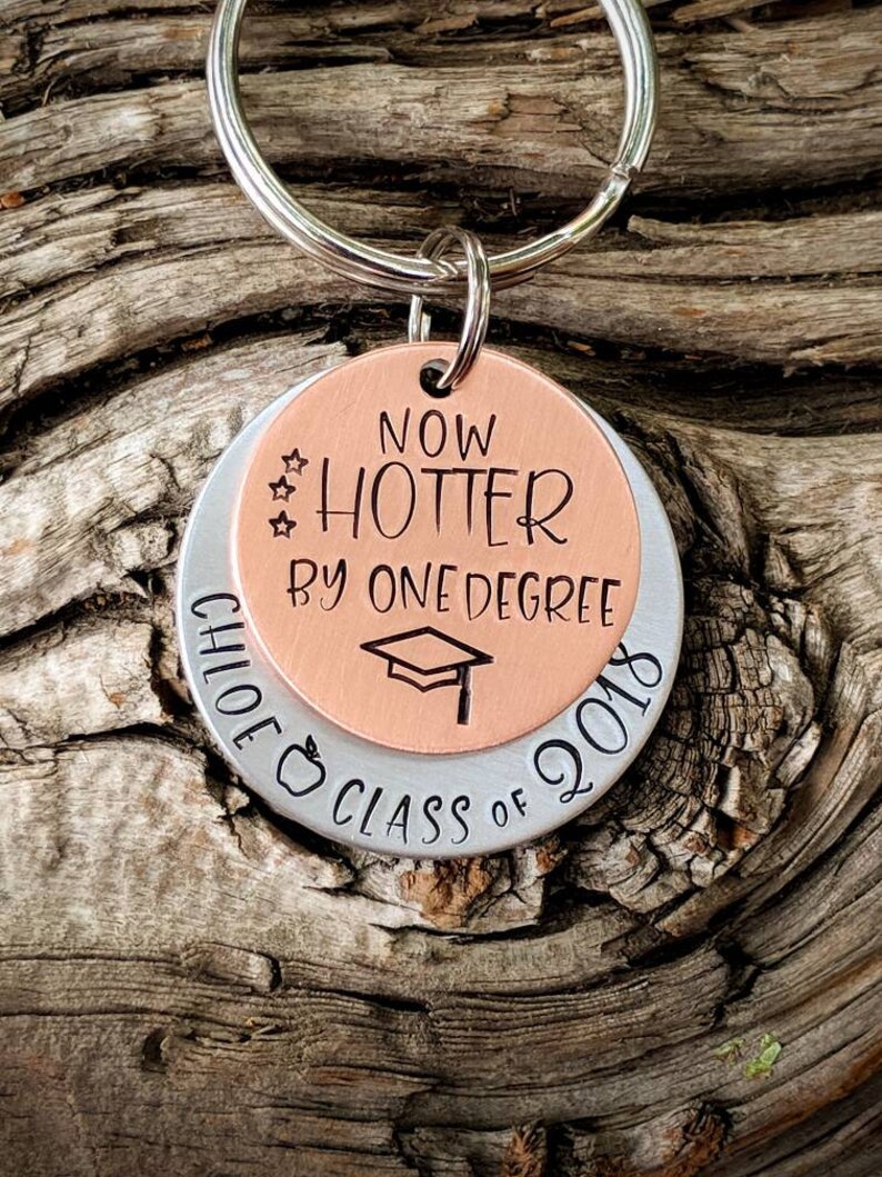Personalized graduation keychain. Hand stamped graduate gift. | Etsy