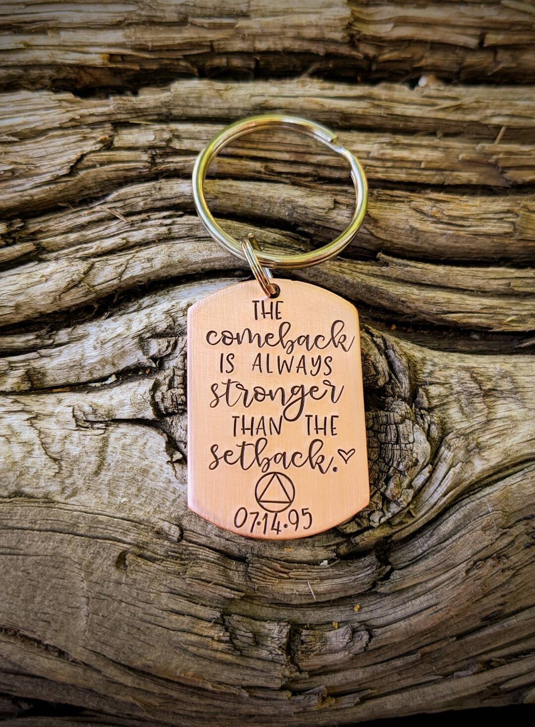 Personalized Hand Stamped Sobriety Keychain. Sober Birthday Gift ...