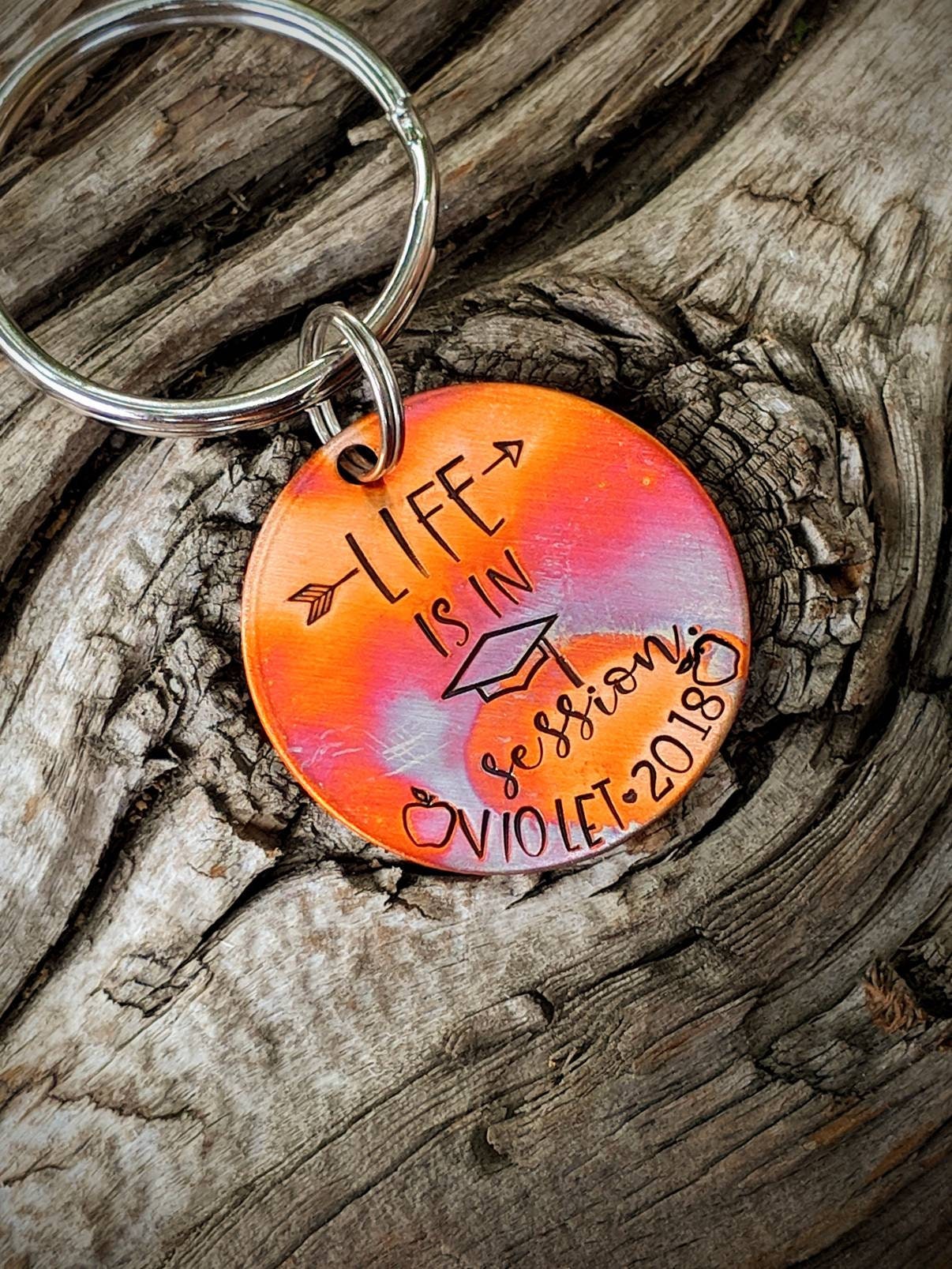 Personalized graduation gift. Hand stamped graduate keychain. | Etsy