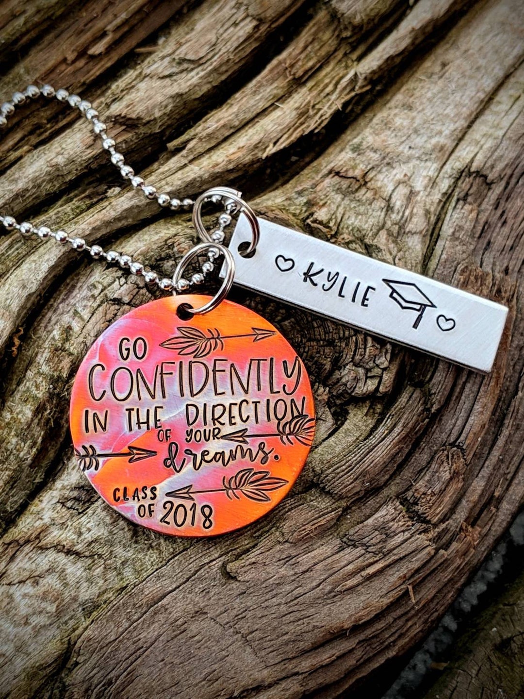 Personalized Hand Stamped Graduation Rearview Mirror Charm. Gift for ...