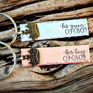 Personalized Hand Stamped MATCHING SET Couples Keychains. Custom ...