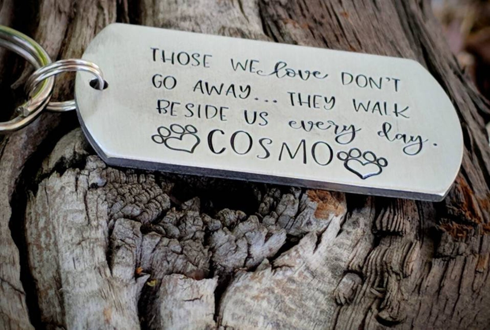 Personalized Pet Memorial Keychain. Hand Stamped Pet Loss - Etsy