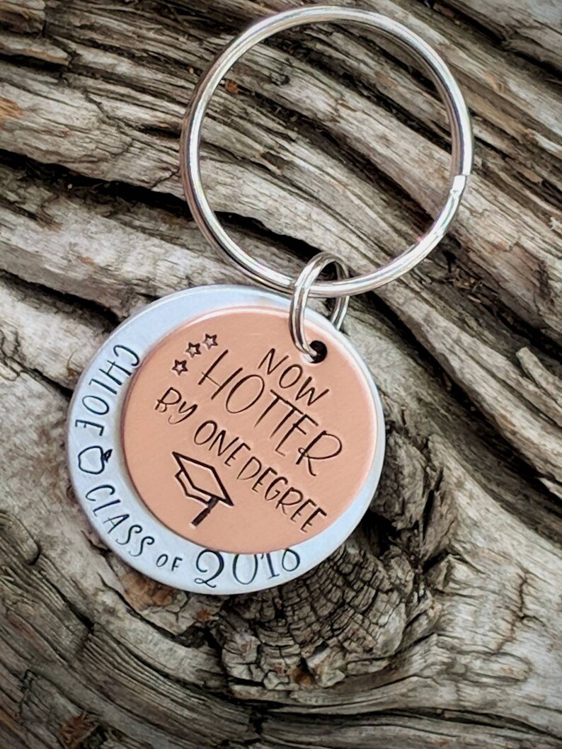 Personalized graduation keychain. Hand stamped graduate gift. | Etsy