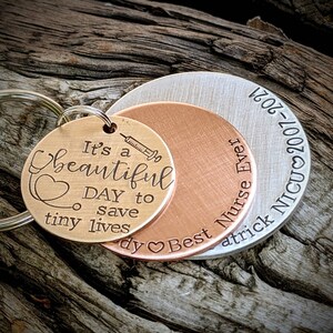 Personalized Hand Stamped Nurse Keychain. NICU Nurse Gifts. Gift for ...