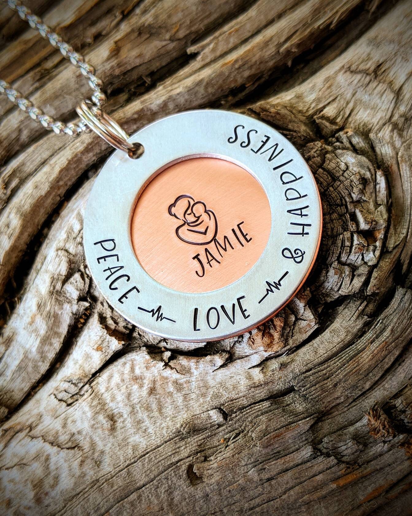 Personalized hand stamped rear view mirror charm. Custom | Etsy