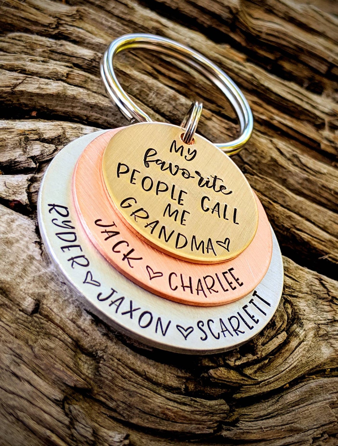 Personalized Grandma Keychain. Hand Stamped Grandmother Gift. | Etsy