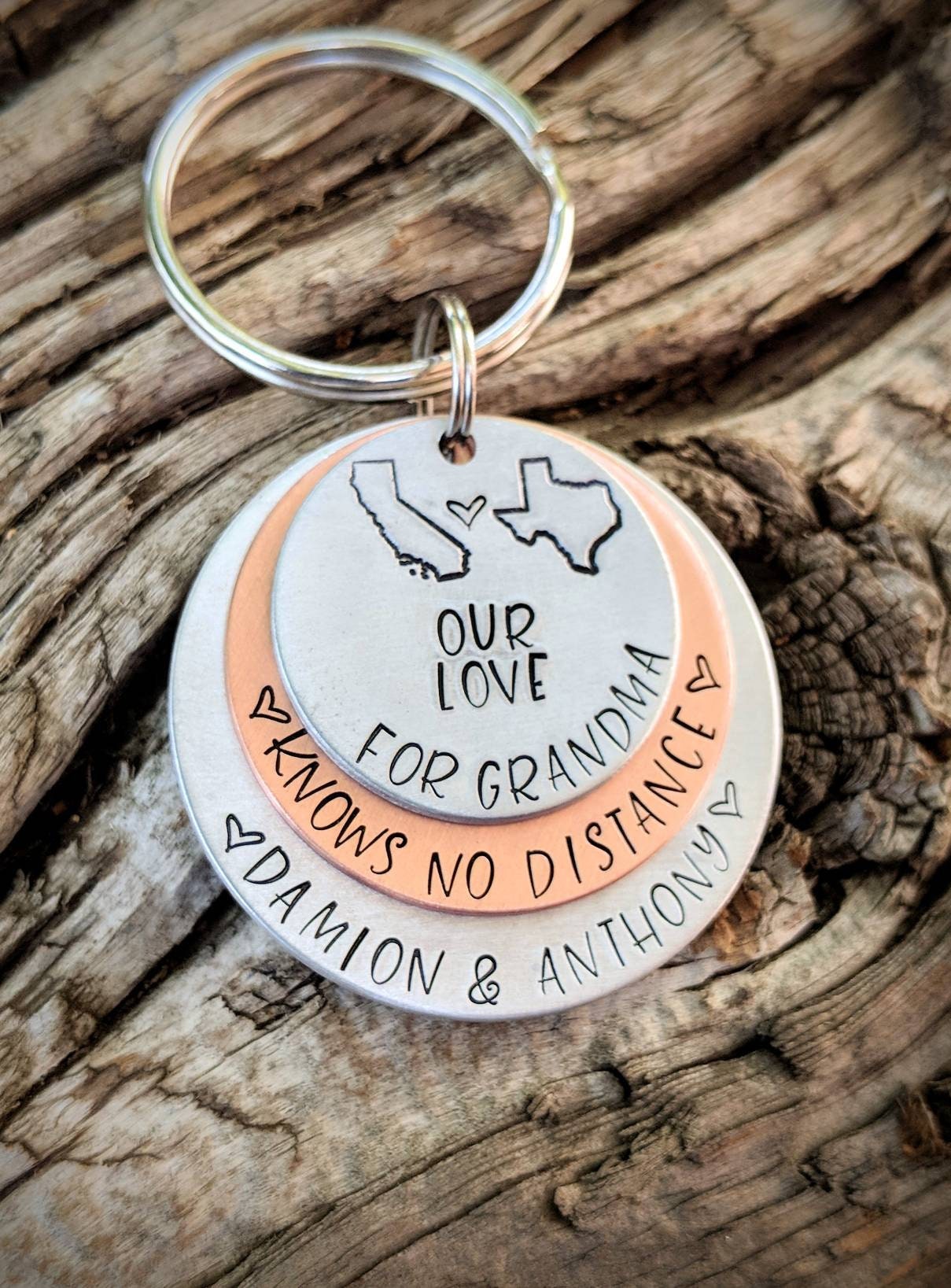 Personalized Hand Stamped Long Distance Grandma Keychain. Gift From ...