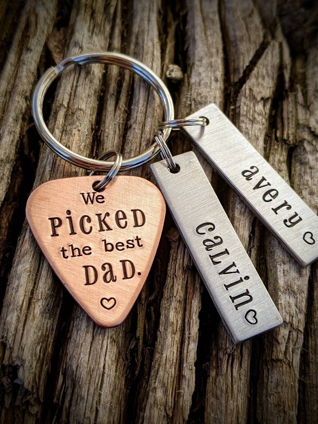 Personalized Hand Stamped Dad Keychain. Fathers Day Gifts. - Etsy
