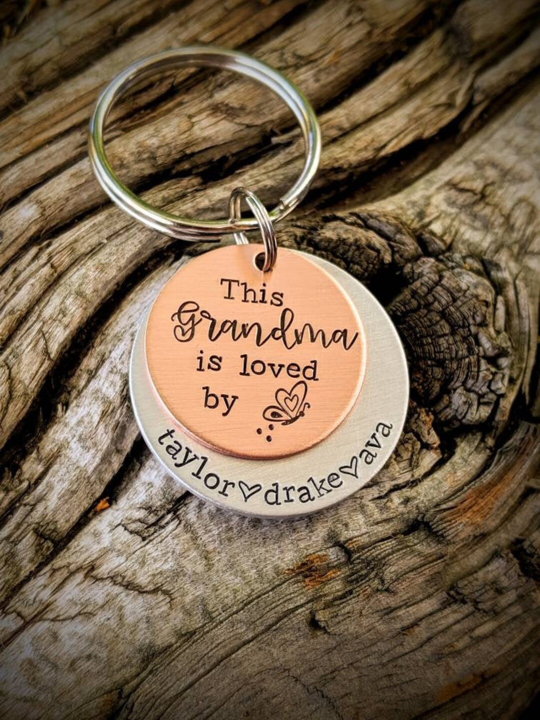Personalized Hand Stamped Grandma Gift. Grandmother Keychain. Mothers ...