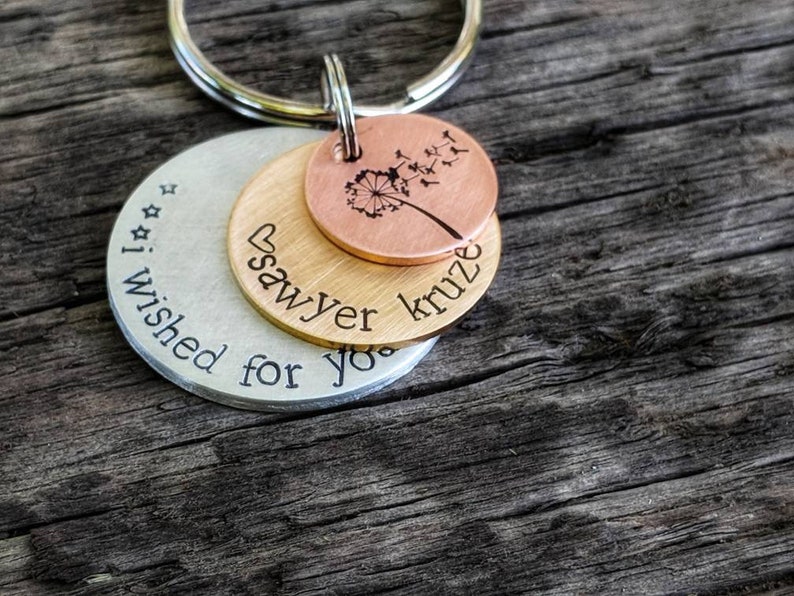 Personalized Hand Stamped New Baby Keychain New Mother Gift. | Etsy
