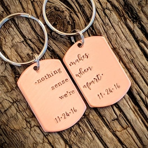 Hand Stamped Matching Set of Keychains. Personalized Couples - Etsy