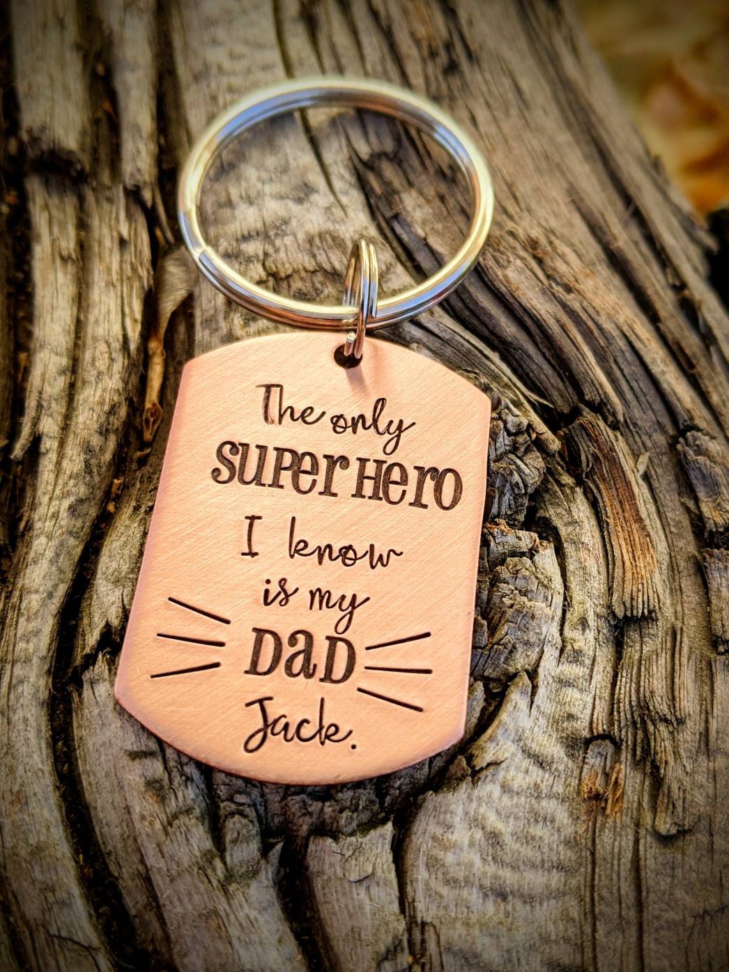 Personalized hand stamped dad keychain. Custom fathers day | Etsy