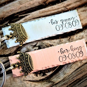 Personalized Hand Stamped MATCHING SET Couples Keychains. Custom ...