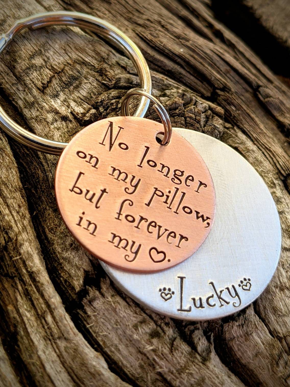 Personalized hand stamped pet memorial keychain. Custom dog | Etsy