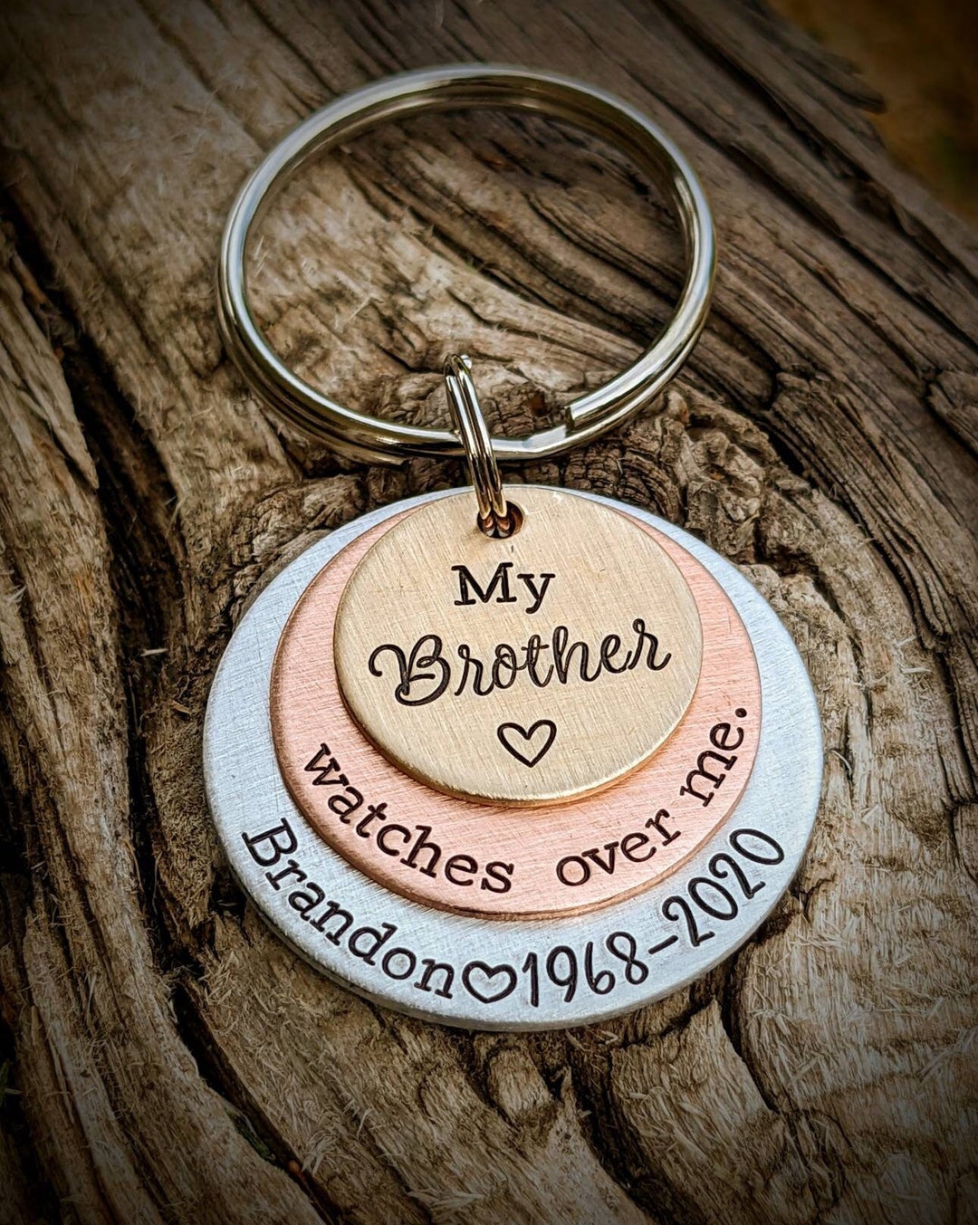 Personalized Hand Stamped Brother Memorial Keychain. Custom Gift for ...