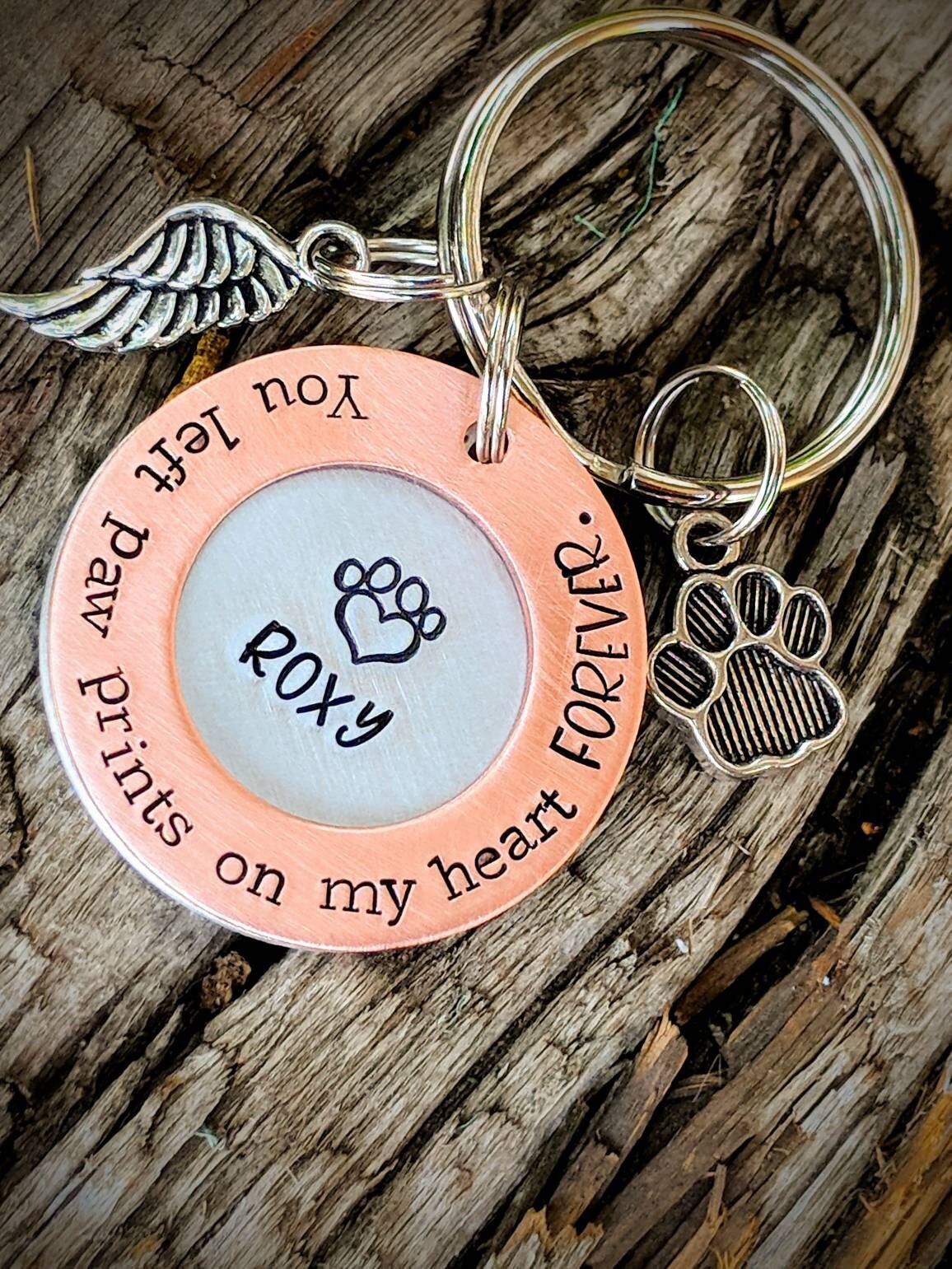 Personalized Pet Memorial Keychain. Hand Stamped Dog Lover. - Etsy