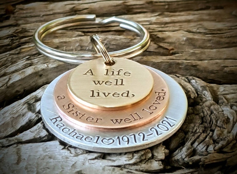 Personalized Hand Stamped Sister Memorial Keychain. Sibling - Etsy