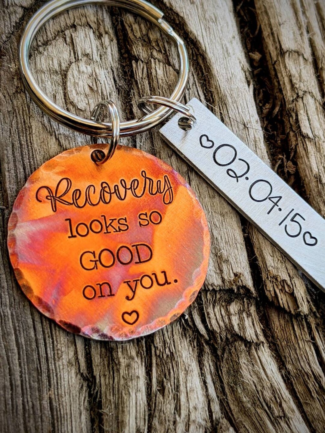 Personalized Hand Stamped Sobriety Keychain. Custom Addiction Recovery ...