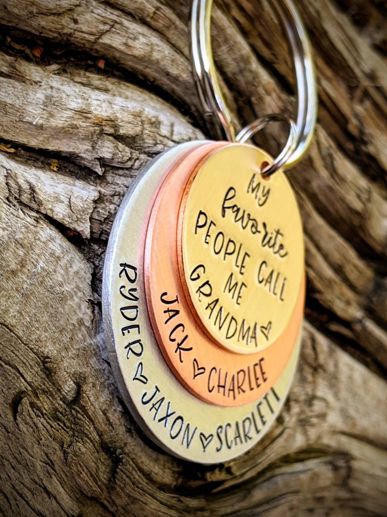 Personalized Grandma Keychain. Hand Stamped Grandmother Gift. | Etsy