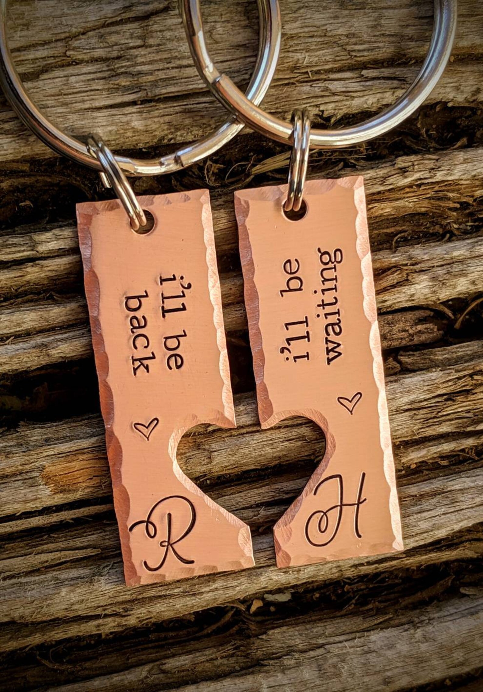 Personalized Hand Stamped Couples Keychain SET. Custom - Etsy