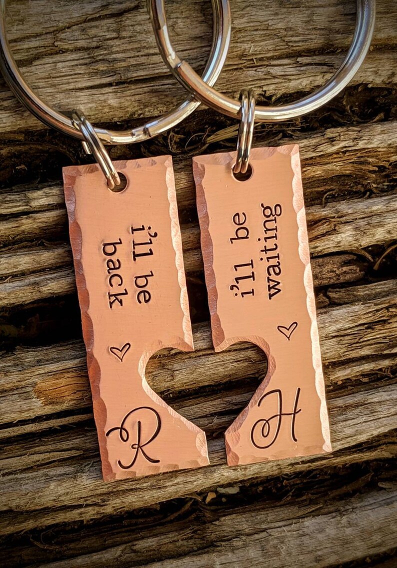 Personalized Hand Stamped Couples Keychain SET. Custom - Etsy