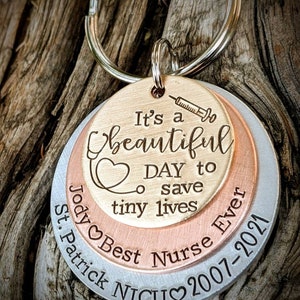 Personalized Hand Stamped Nurse Keychain. NICU Nurse Gifts. Gift for ...