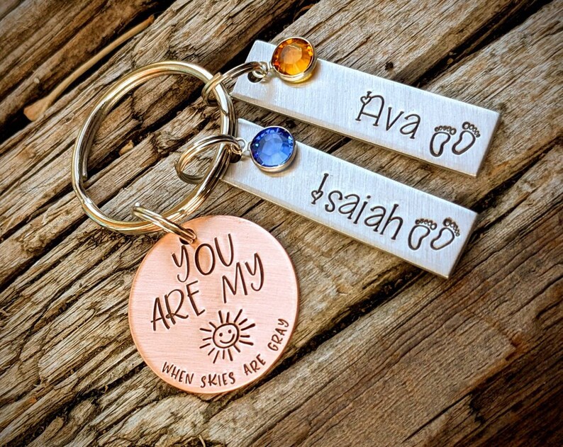 Personalized Hand Stamped Keychain. Custom Mothers Day Gift. - Etsy