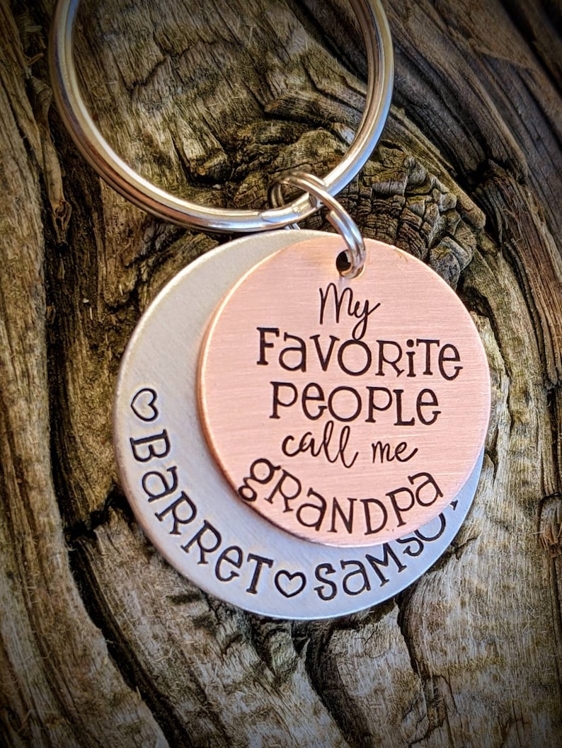 Personalized Hand Stamped Grandpa Keychain. Custom Grandfather - Etsy