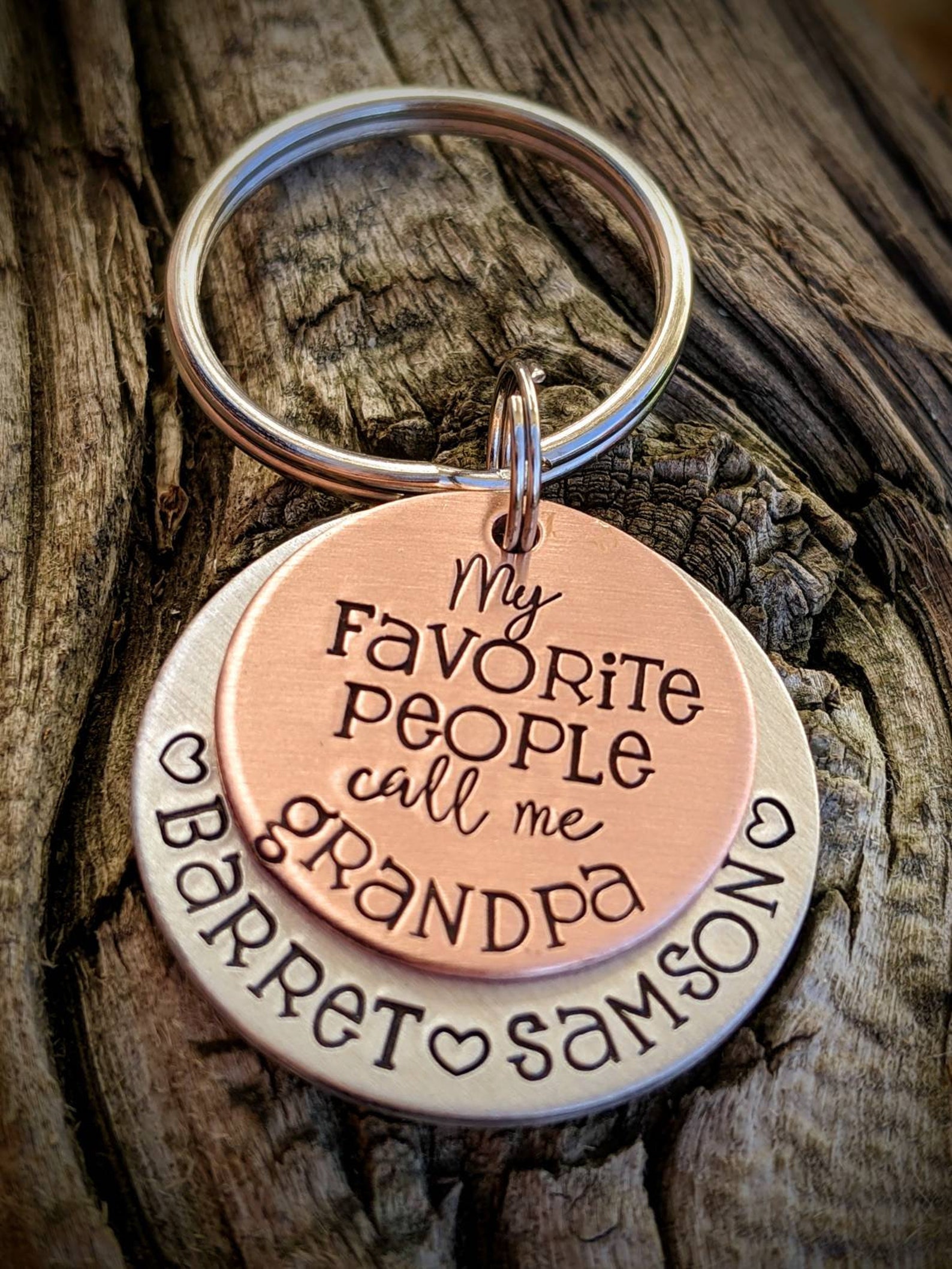 Personalized Hand Stamped Grandpa Keychain. Custom Grandfather - Etsy