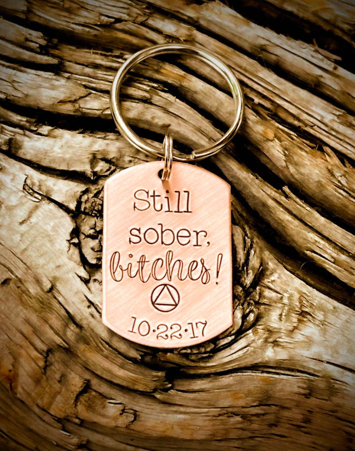 Personized Hand Stamped Sobriety Keychain. Custom Sober - Etsy