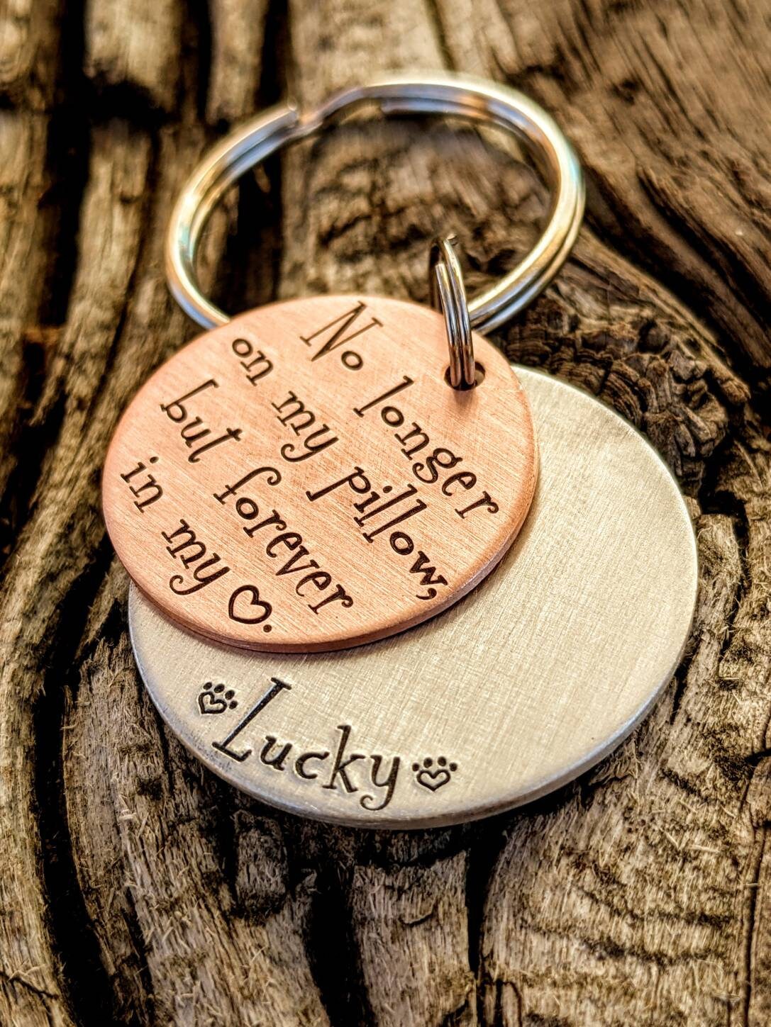 Personalized hand stamped pet memorial keychain. Custom dog | Etsy