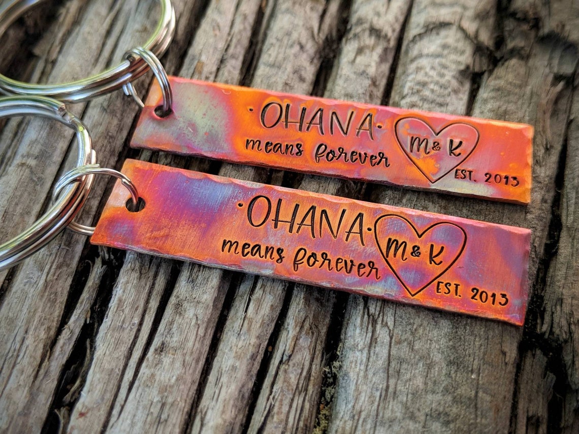 Personalized Stamped Matching Set Ohana Keychains. Flame - Etsy