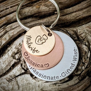 Personalized Hand Stamped Midwife Keychain. Midwife Gifts. Doula Gifts ...