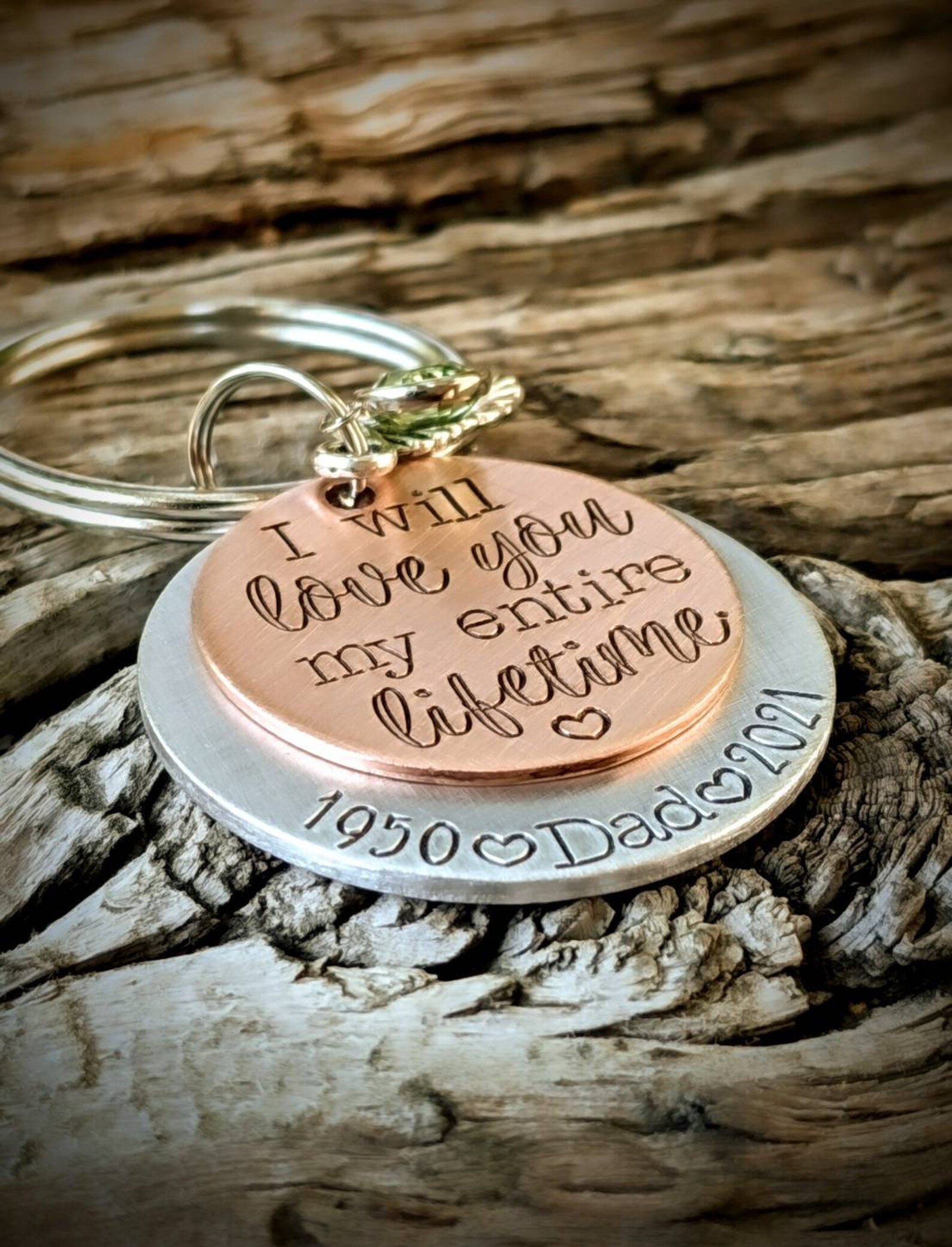 Personalized Hand Stamped Dad Memorial Keychain. Custom Father Memorial ...