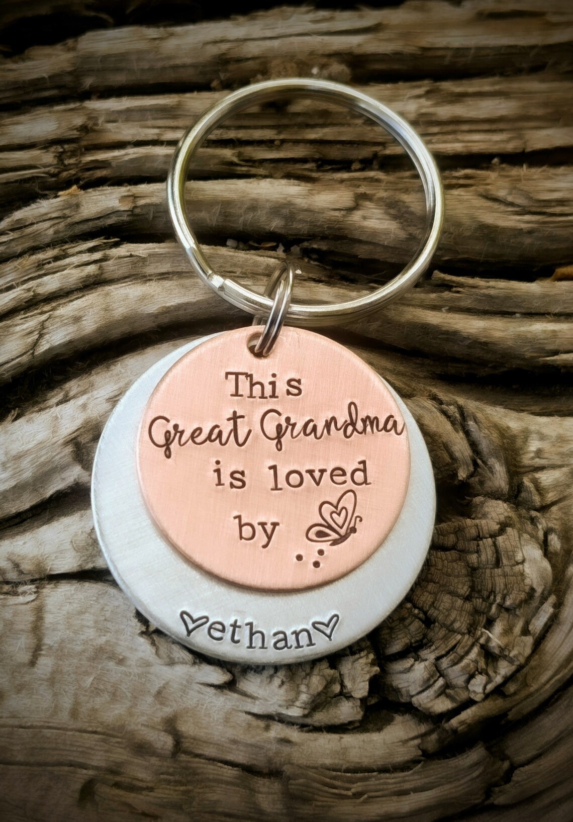 Personalized Hand Stamped Great Grandma Keychain. Great - Etsy