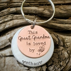 Personalized Hand Stamped Great Grandma Keychain. Great Grandmother ...
