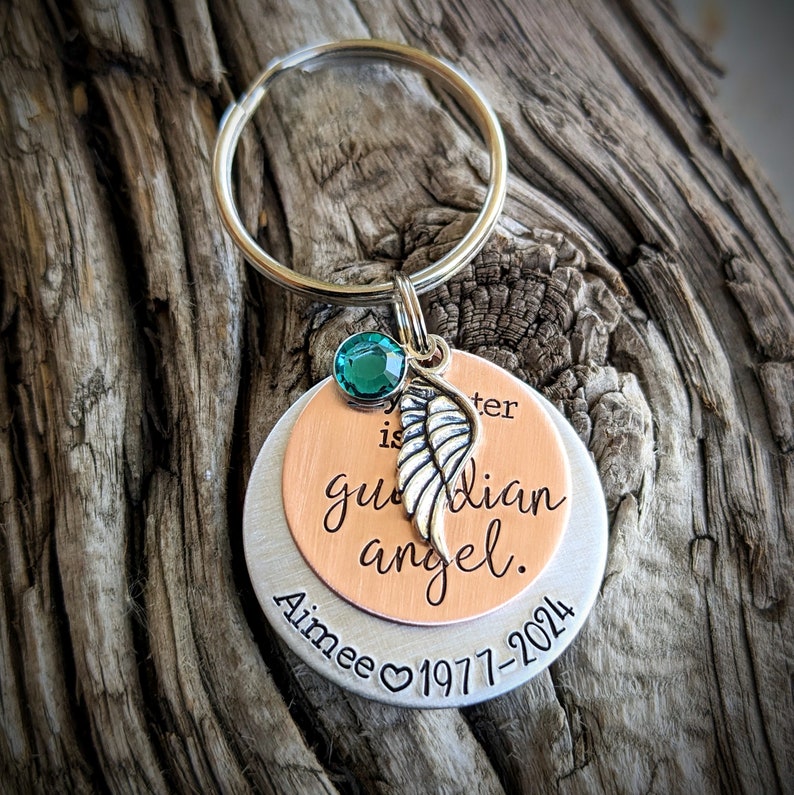 Personalized Hand Stamped Sister Memorial Keychain. Gift for Loss of ...