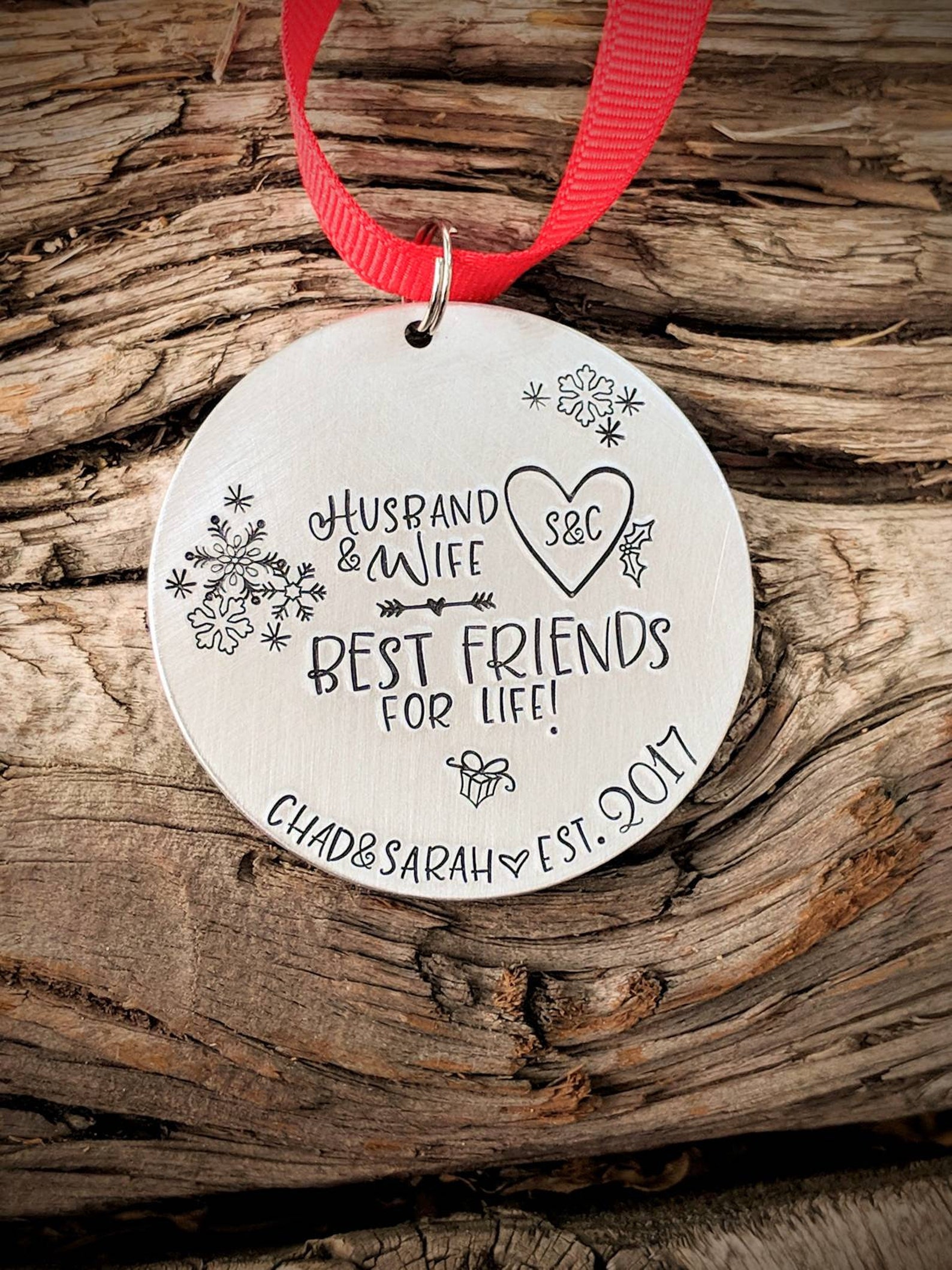 Personalized Christmas Ornament. Hand Stamped Tree Ornament. Custom ...